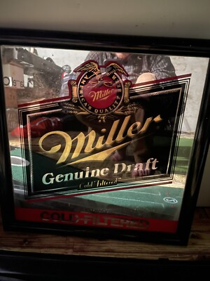 Vintage Miller Genuine Draft "Cold Filtered Draft Beer" Mirror Sign Bar ...