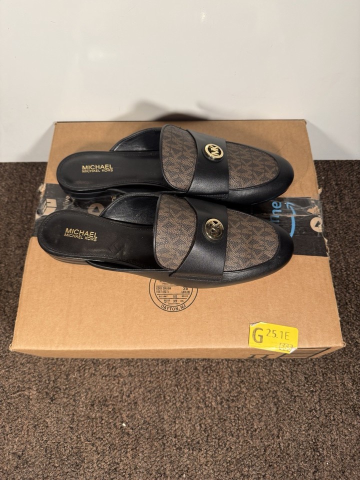 Michael Kors Ashley Leather Logo Mules | eBay