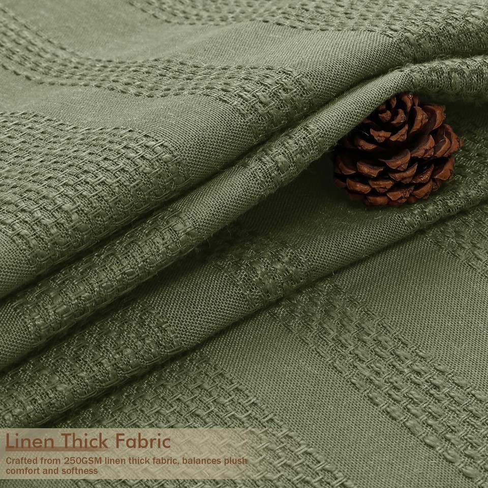 Extra Long Sage Green Shower Curtain 96 Inch Long, Boho Linen Textured ...