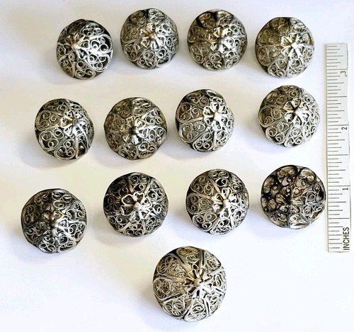 Set Of 13 Vintage Filigree Sterling Silver Buttons | eBay