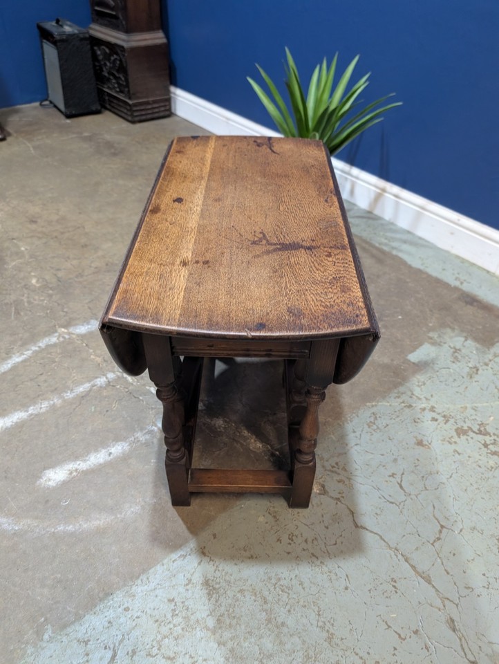 Antique Small Drop Leaf Dark Oak Side End Coffee Table Victorian | eBay UK