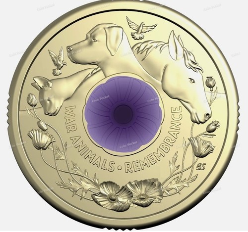 2024 $2 Australian Coin – War Animals Remembrance Purple Poppy Coin ...