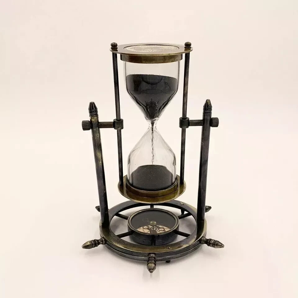 Sand Timer Hourglass Brass Nautical Maritime Hour Glass Vintage Sand ...
