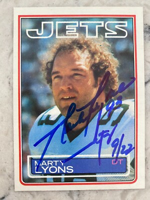 Marty Lyons Signed NEW YORK JETS Card 1983 Topps | eBay