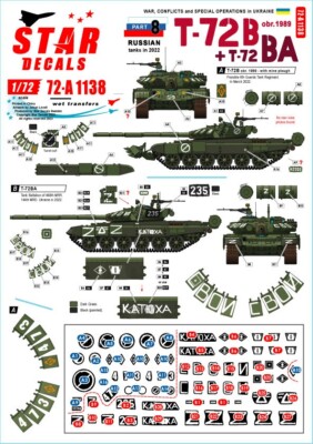 Star Decals 1/72 WAR IN UKRAINE Part 8 T-72B & T782BA Russian Tanks in ...