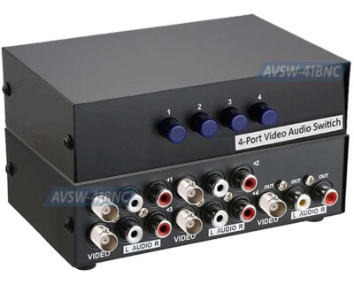 4-Port BNC RCA AV Selector Switch – 4 In 1 Out BNC RCA Video Audio ...