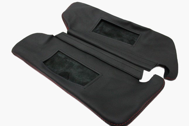 Synthetic Leather Red Stitch Sun Visor Covers Fits 09-14 Ford F-150 ...