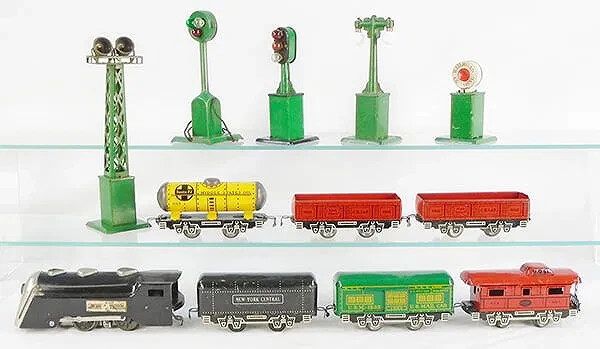 VINTAGE Marx O Tin Commodore Loco & Tender w/5 Car Freight Set ...
