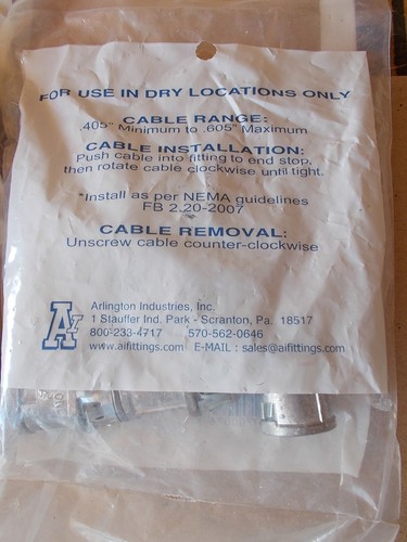 NEW Arlington INdustries 38AST-5 Bag of 5 Cable Fittings *FREE SHIPPING ...