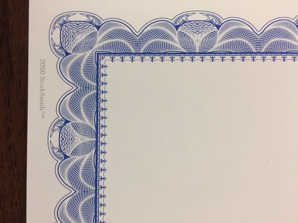 100 Blank Certificate Paper - Blue Border - Design Your Own Award ...