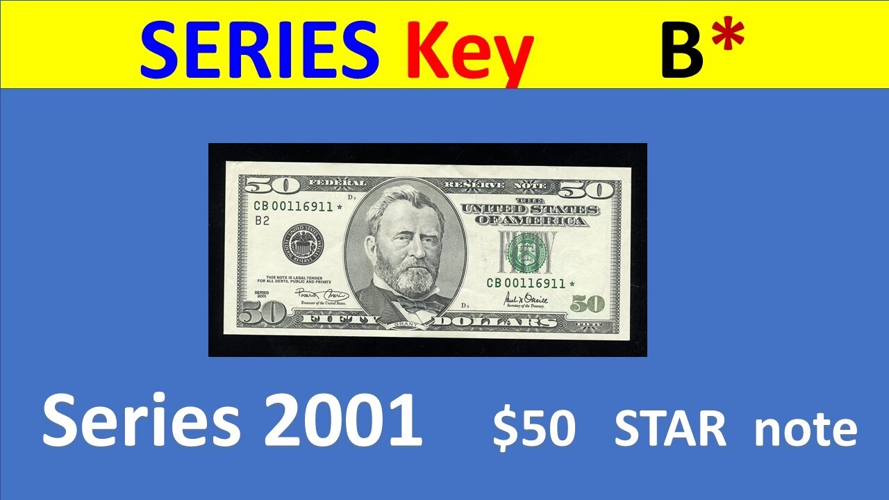 == Series Key == 2001 " B " ( STAR note ) $50.00 FRN. ===== Make an OFFER = | eBay