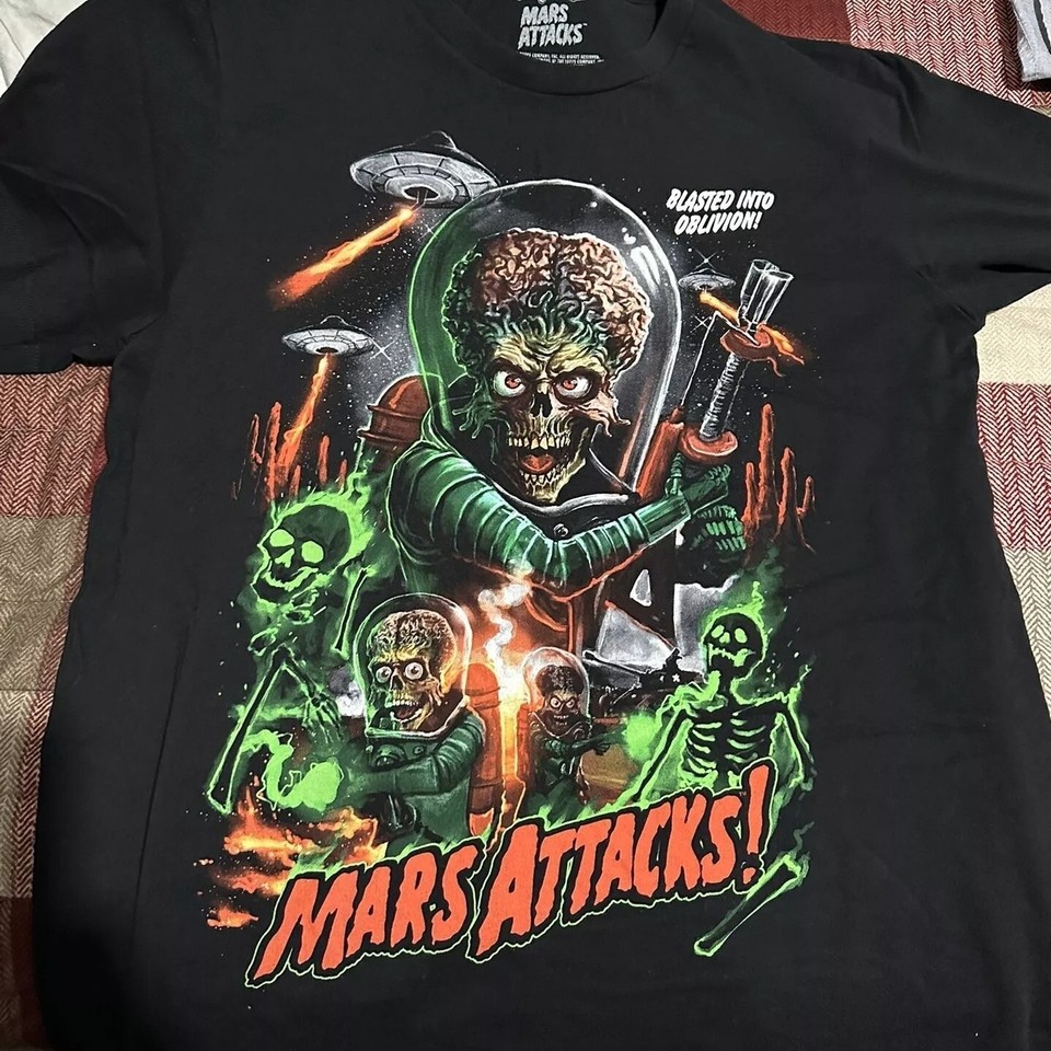 Mars Attacks Tshirt Attacks Attacks Basic Style 90s Short Sleeve Tshirt S-5XL | eBay