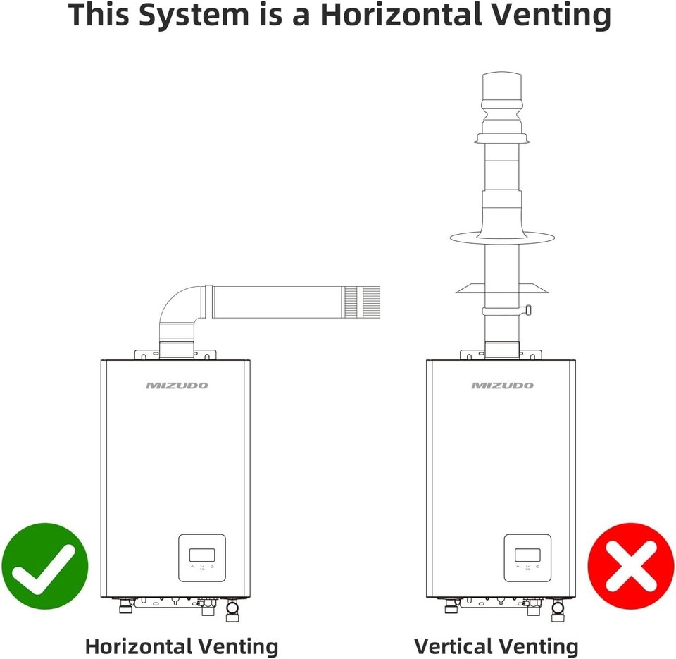 Straight Pipe Vent Kit Venting Sets for Water Heater Vent Elbow+Chimney ...