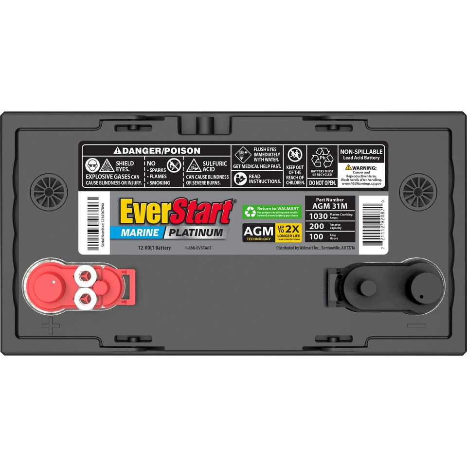 EverStart Platinum BOXED AGM Marine and RV Deep Cycle Battery, Group ...