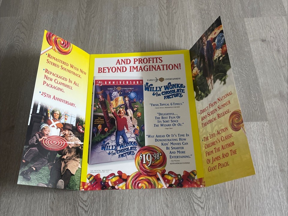 Willy Wonka Press Kit 1996 9x12” Video Store Ad Order Form David L ...