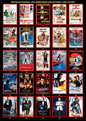 25 x Poster Lot Movie - 007 James Bond Complete Collection 1962 - 2021 ...