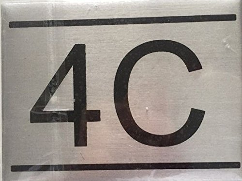 APARTMENT NUMBER SIGN -4C -BRUSHED ALUMINUM (2.25X3, Aluminium)-REF24 ...
