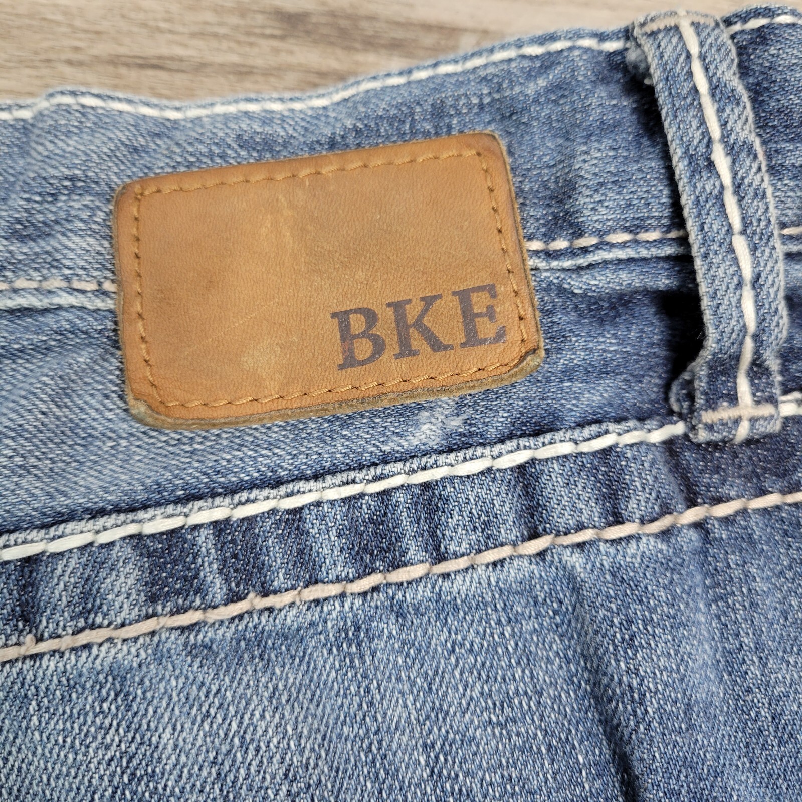 Men's BKE Seth Thick Stitch Blue Denim Jeans Size 34L… - Gem