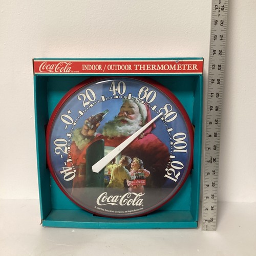 Coca-Cola Thermometer 12" Round Santa Clause Coke Advertising Sign 1998 ...