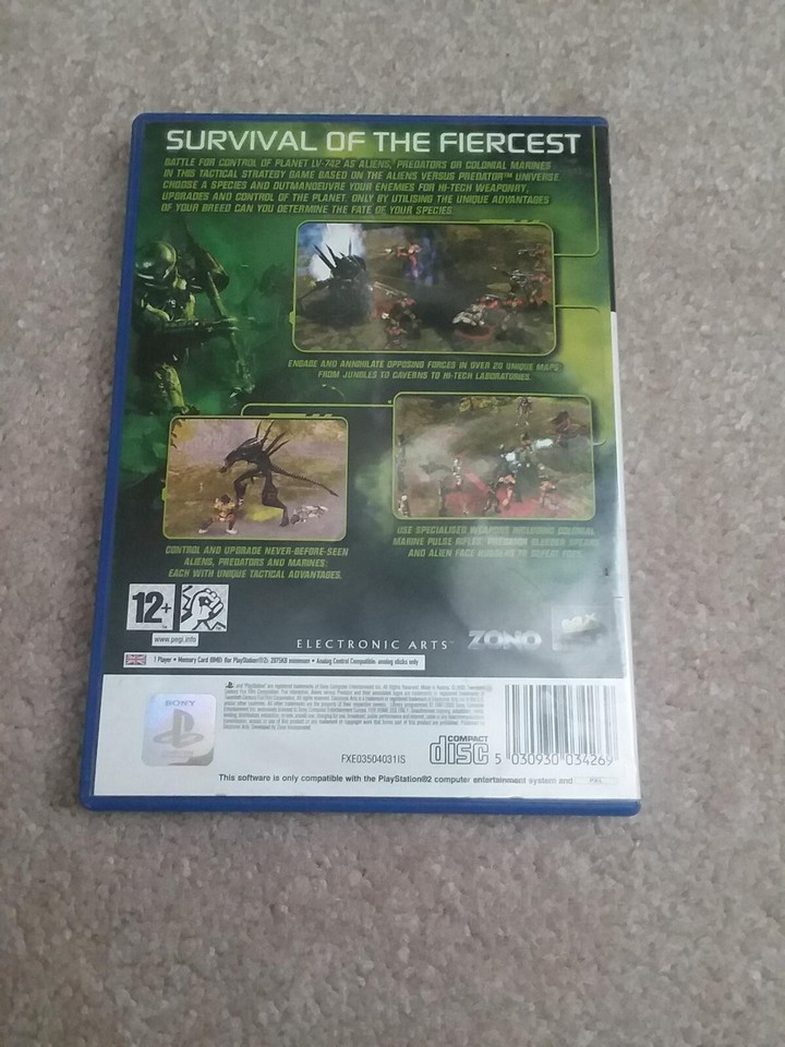 Aliens Versus Predator: Extinction (PAL Sony PS2, 2003) Region Locked ...