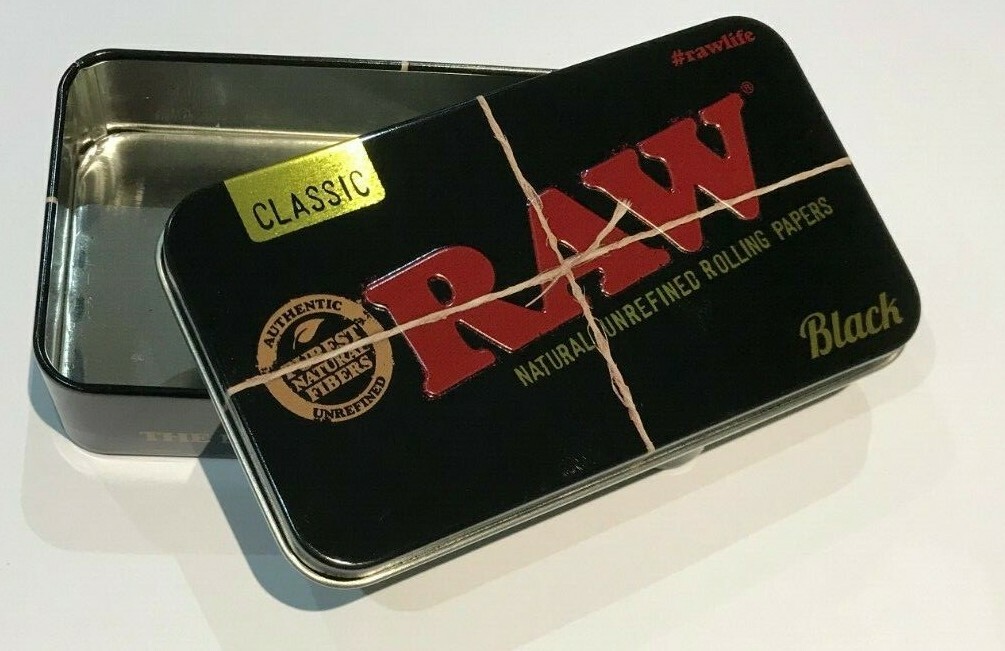 Raw Black Rolling Tobacco Metal Tin Storage Tin Box Rolling TIN Smoking ...