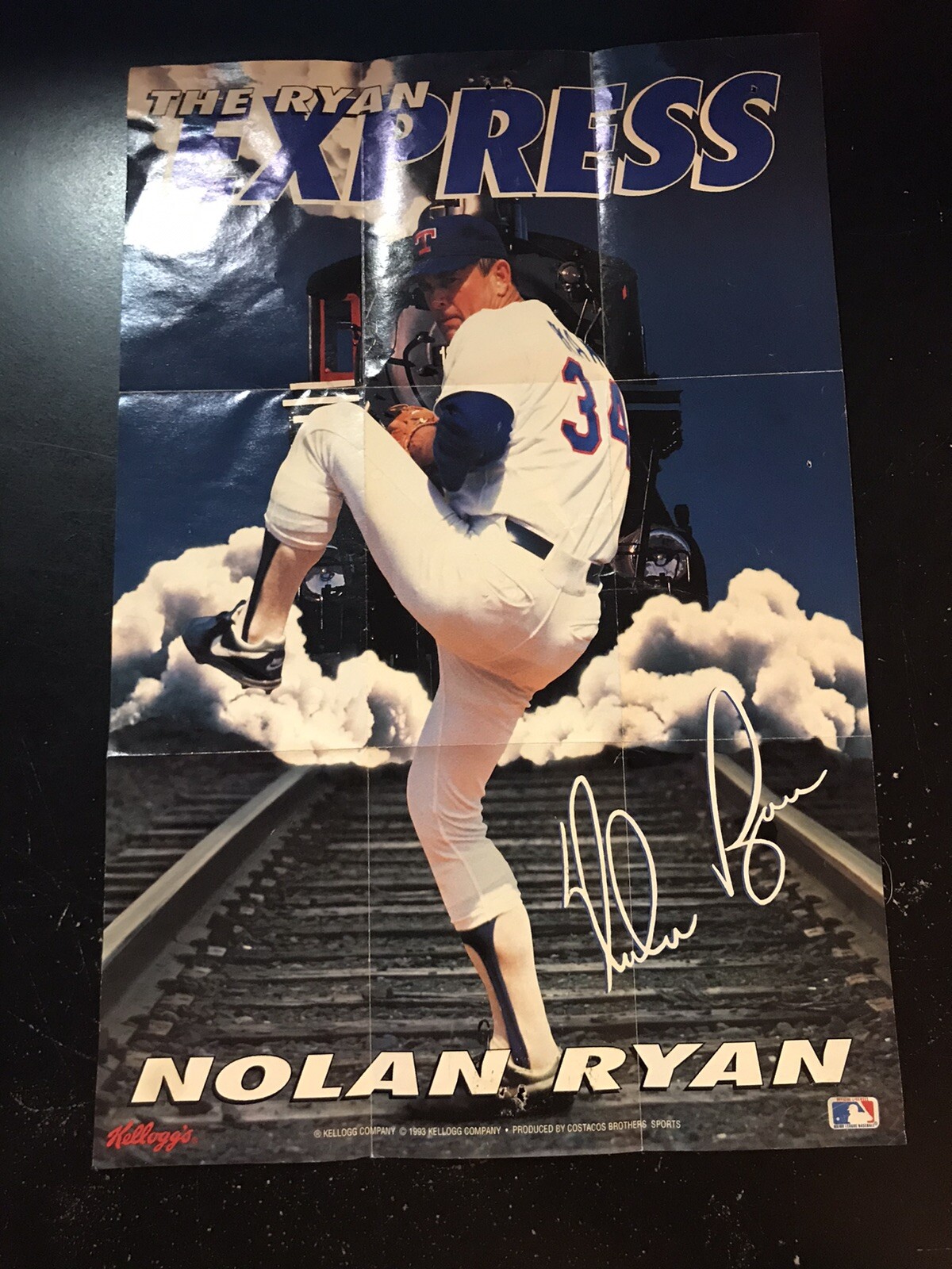 NOLAN RYAN - THE RYAN EXPRESS - TEXAS RANGERS - 1993 KELLOGG - 9 x 13 1 ...