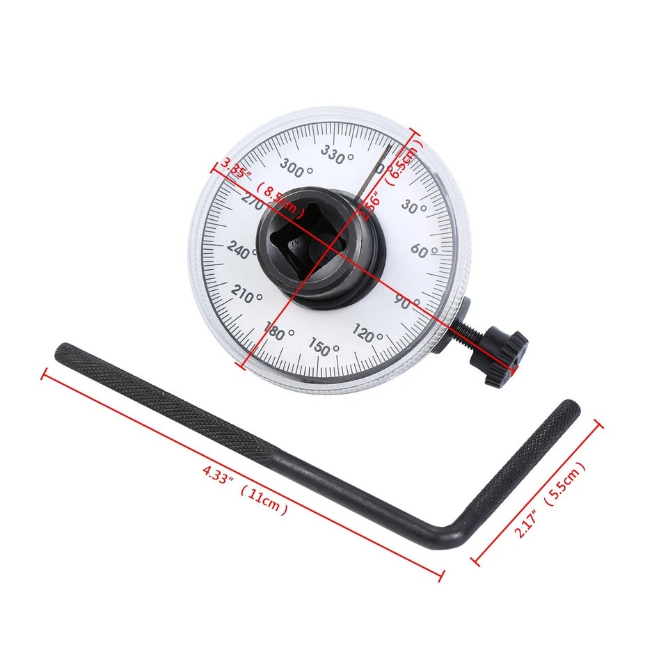 360 Degree 1/2" Drive Torque Angle Gauge Meter Rotation Measure Wrench ...