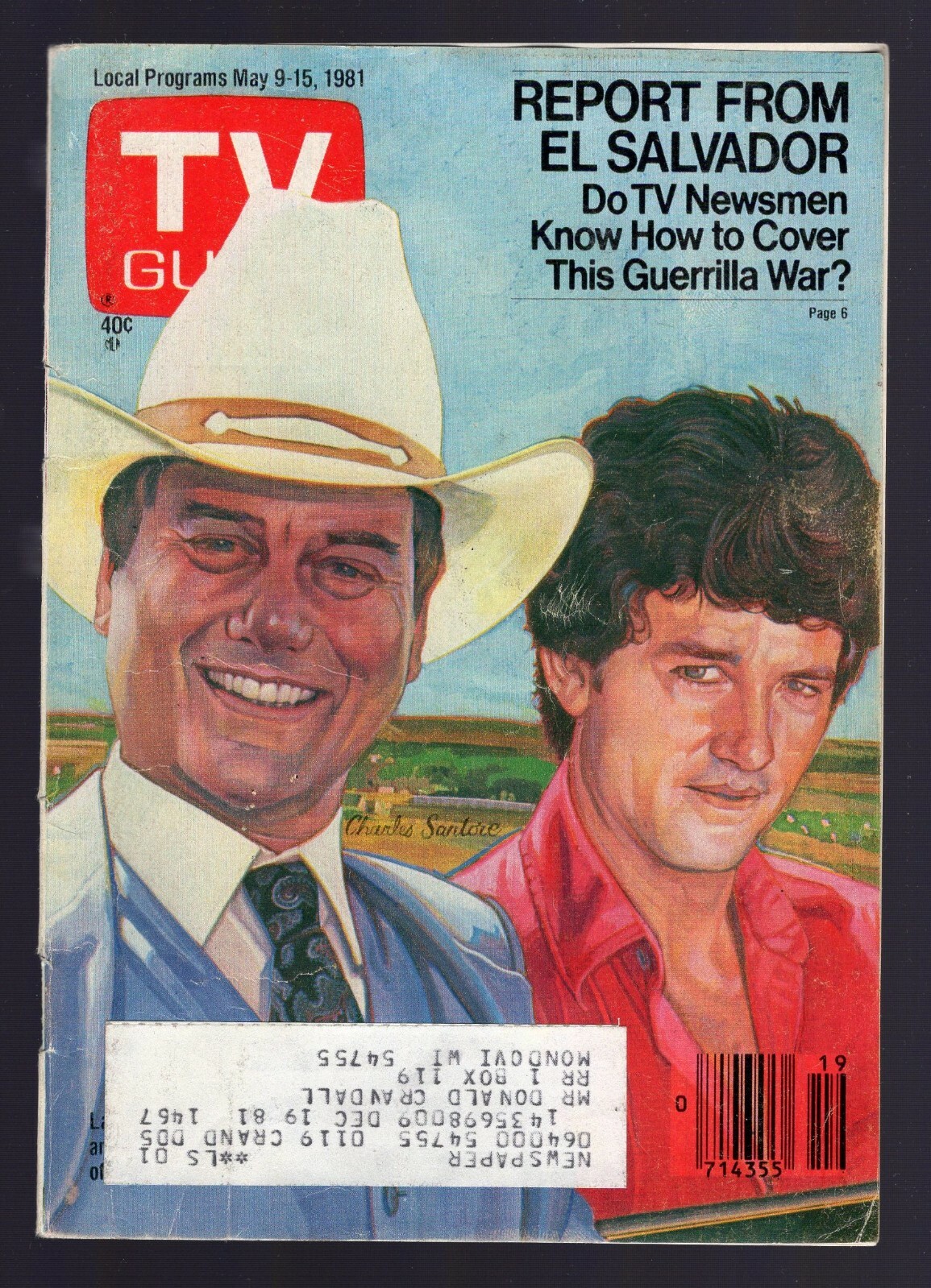 COVER'S ONLY ~ 1981 TV GUIDE ART DALLAS SERIES by CHARLES SANTORE Larry ...