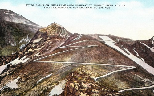 Switchbacks On Pikes Peak To Summit Manitou Springs Colorado CO Vintage ...