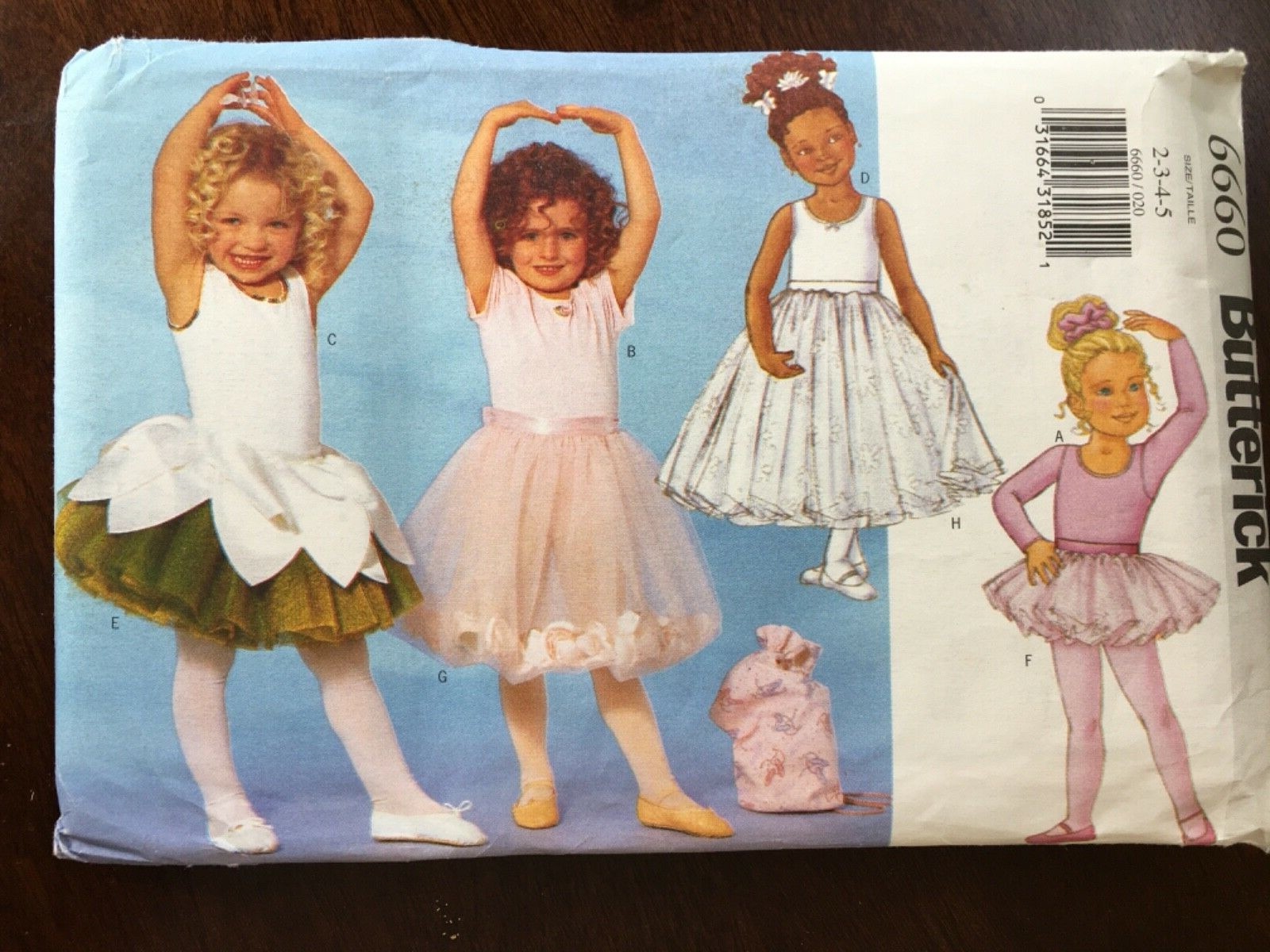 Butterick Pattern 6660 Girls Leotard, Skirt, Bag Sz 2-5 | eBay