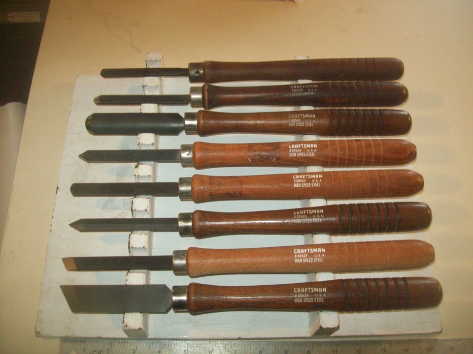 8 Craftsman 7 High Speed Steel & 1 unmarked Wood Turning Chisels 14-15 ...