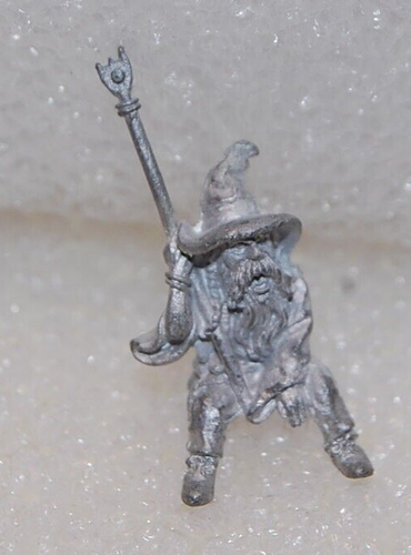 VINTAGE UNMARKED METAL FIG WIZARD MAYBE RAFM OR GRENADIER TO WAGON W ...