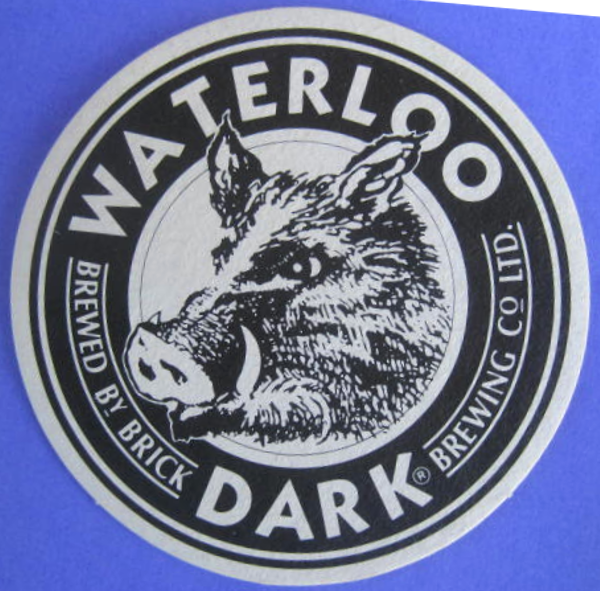 WATERLOO DARK Beer COASTER, MAT w/ BOAR, PIG, Brick Brewing Co ...