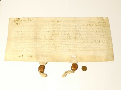 c1570 Elizabeth I DANBY of THORP PERROW Yorks Manuscript Document 2 Wax ...