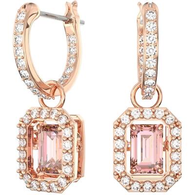 Swarovski Women's Earrings Millenia Octagon Cut Pink Stone Rose Gold ...