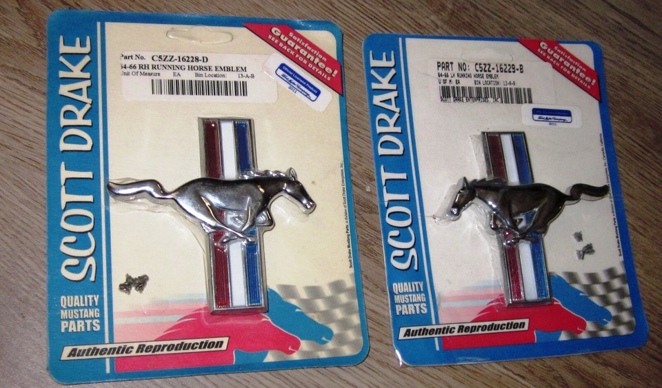 2-NEW SCOTT DRAKE MUSTANG EMBLEMS C5ZB 16098 /C4ZB-16C228B LH /C8ZB ...