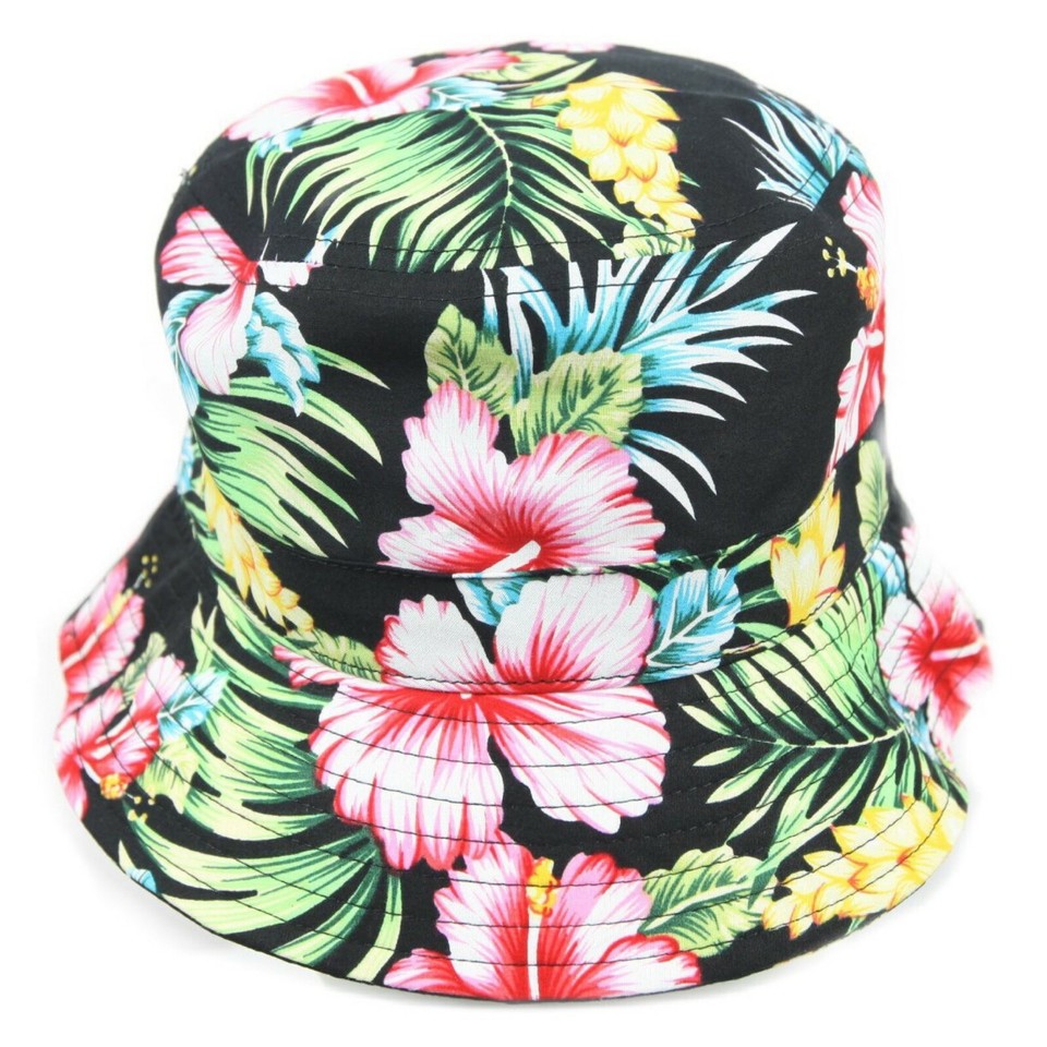 Hawaiian Bucket Hat Floral Travel Fashion Cap Casual Headwear Hip Hop ...