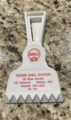 Vintage Plastic Ice Scraper - Tucker Shell Station 110 Oakland Denton ...