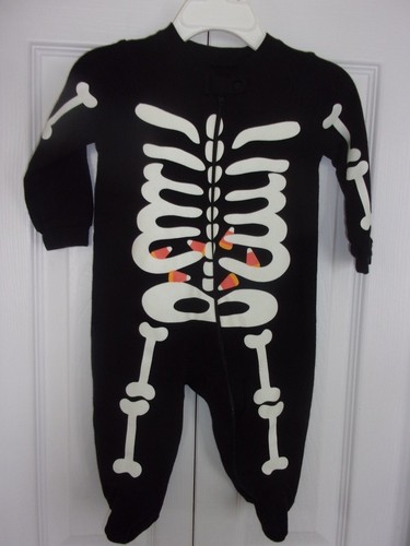 Halloween Faded Glory Skeleton Black Sleeper One Piece Outfit Size 3-6 ...