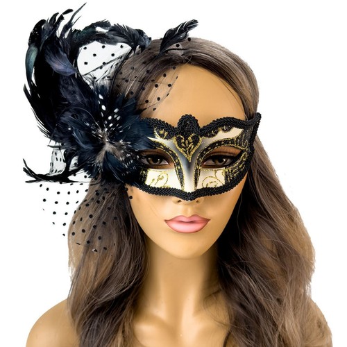 Elegant Mardi Gras Feather Masquerade Masks for Masquerade Ball Prom ...