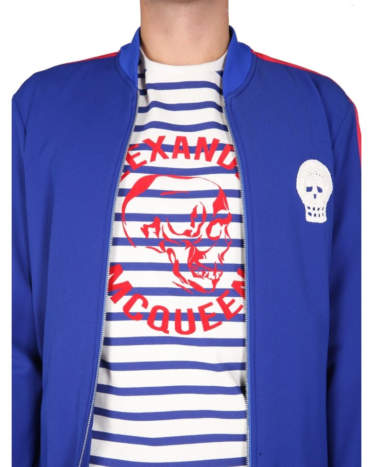 ALEXANDER MCQUEEN Men's Skull Motif Full-Zip Track Jacket Blue Sweaters ...