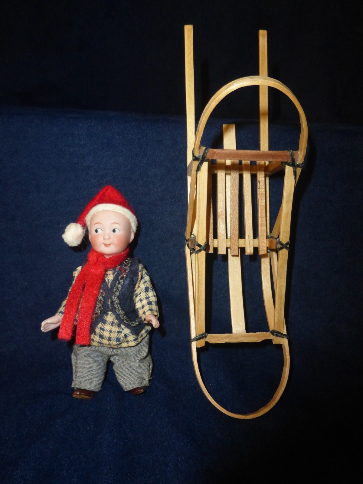 Antique German Kestner Googly Boy Doll On Wood Bobsled 4 1/4" SALE | eBay