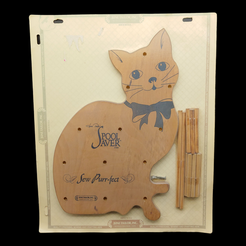 June Tailor Wood Spool Saver Hanging Rack - 12 Pegs vtg Sew Purr-fect ...