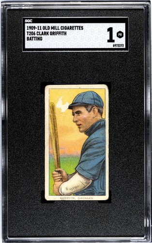 CLARK GRIFFITH 1909-11 T206 Old Mill Tobacco Batting SGC 1 CINCINNATI ...