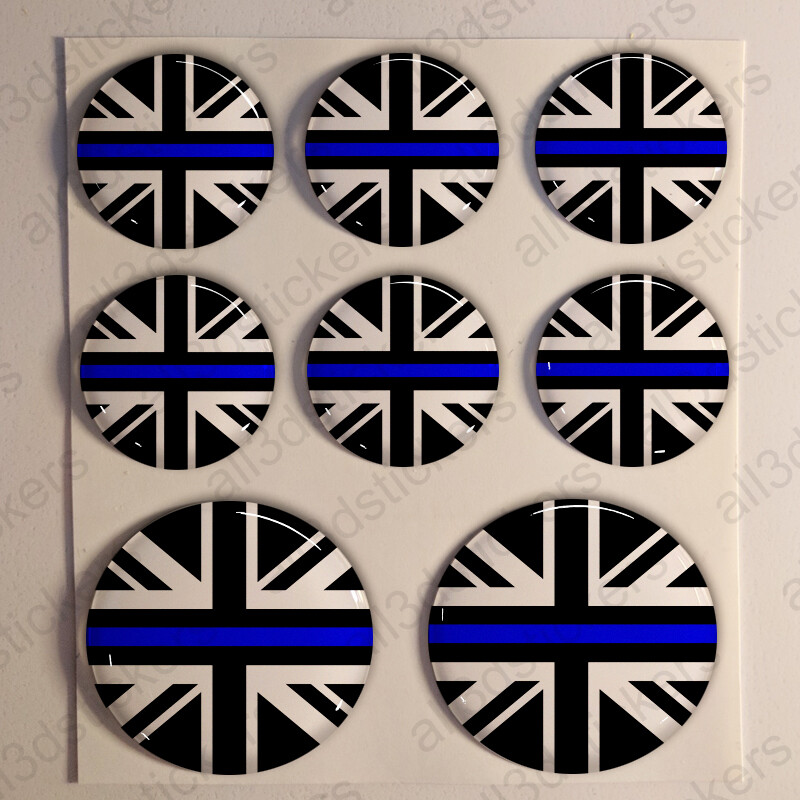UK Thin Blue Line Flag 3D Sticker Union Jack Gel United Kingdom Resin ...