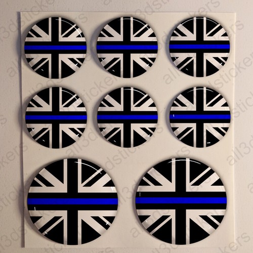 UK Thin Blue Line Flag 3D Sticker Union Jack Gel United Kingdom Resin ...