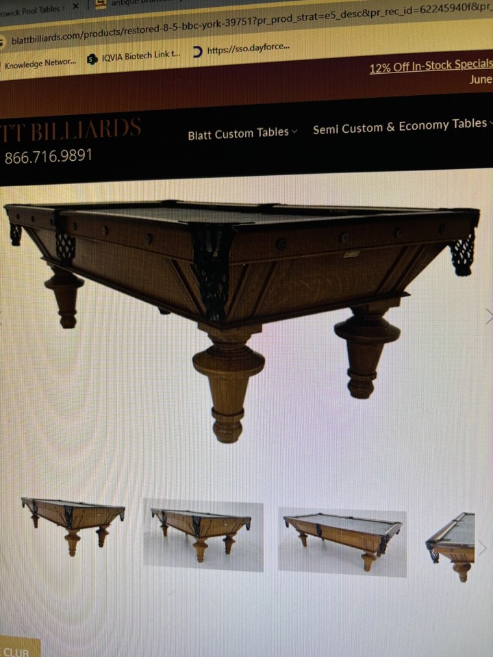 Brunswick Antique Pool Table | eBay