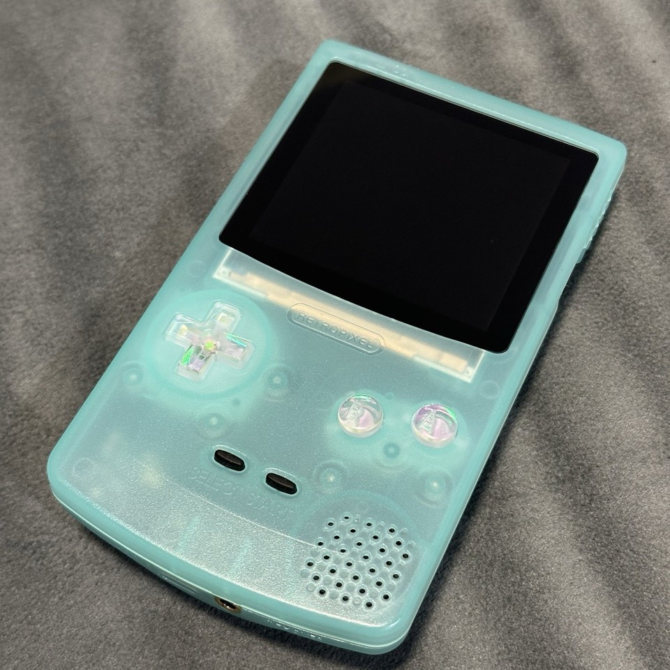 Game Boy Color FPGBC Console - IPS Screen + USB-C Rechargeable Blue ...