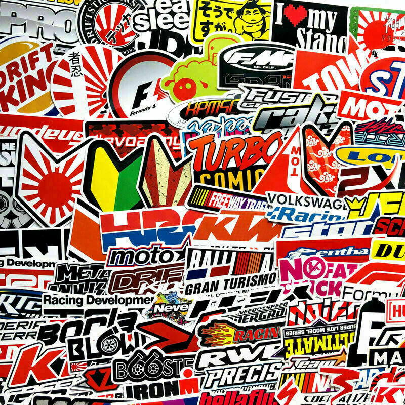 100Pcs Auto Car Parts NHRA Drag Racing Vinyl Graphics Stickers Bomb ...