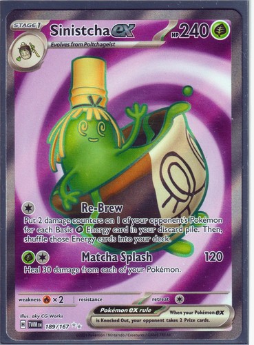 SINISTCHA ex 189/167 FULL ART -TWILIGHT MASQUERADE POKEMON RARE -MINT ...
